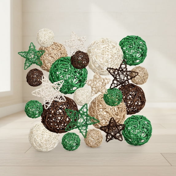 26 Pcs Decorative Balls for Centerpiece Bowls Wicker Rattan Cord ...