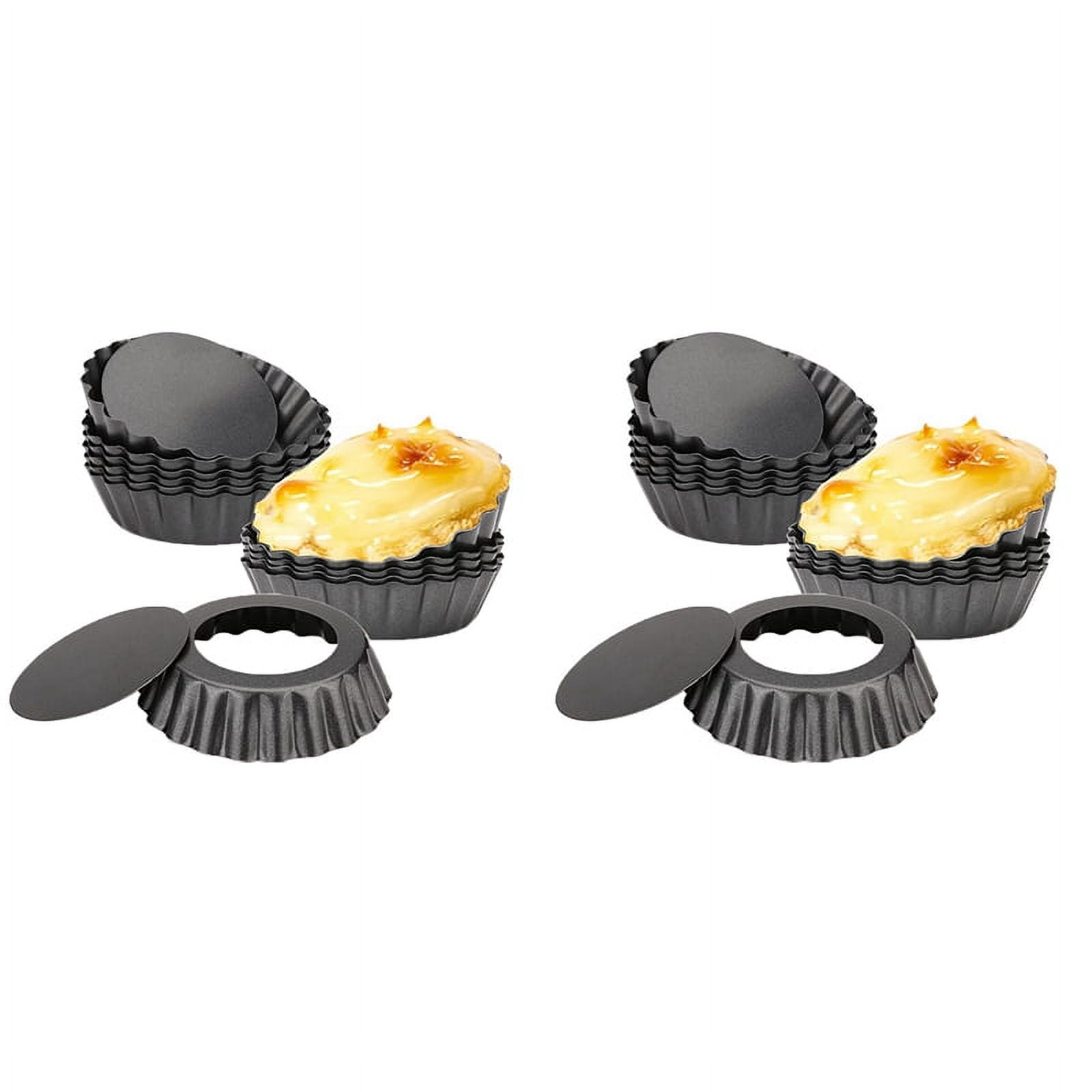 26 Pcs Egg Tart Molds 3inch Mini Tart Pans Removable Bottom Cupcake Cake Muffin Mold Tin Pan