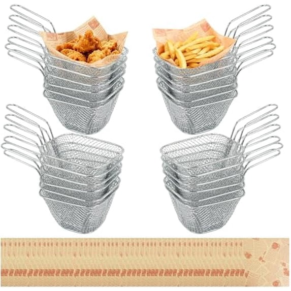 26 Pcs Mini Square Fry Basket with Handles Serving Deep Fryer Basket ...