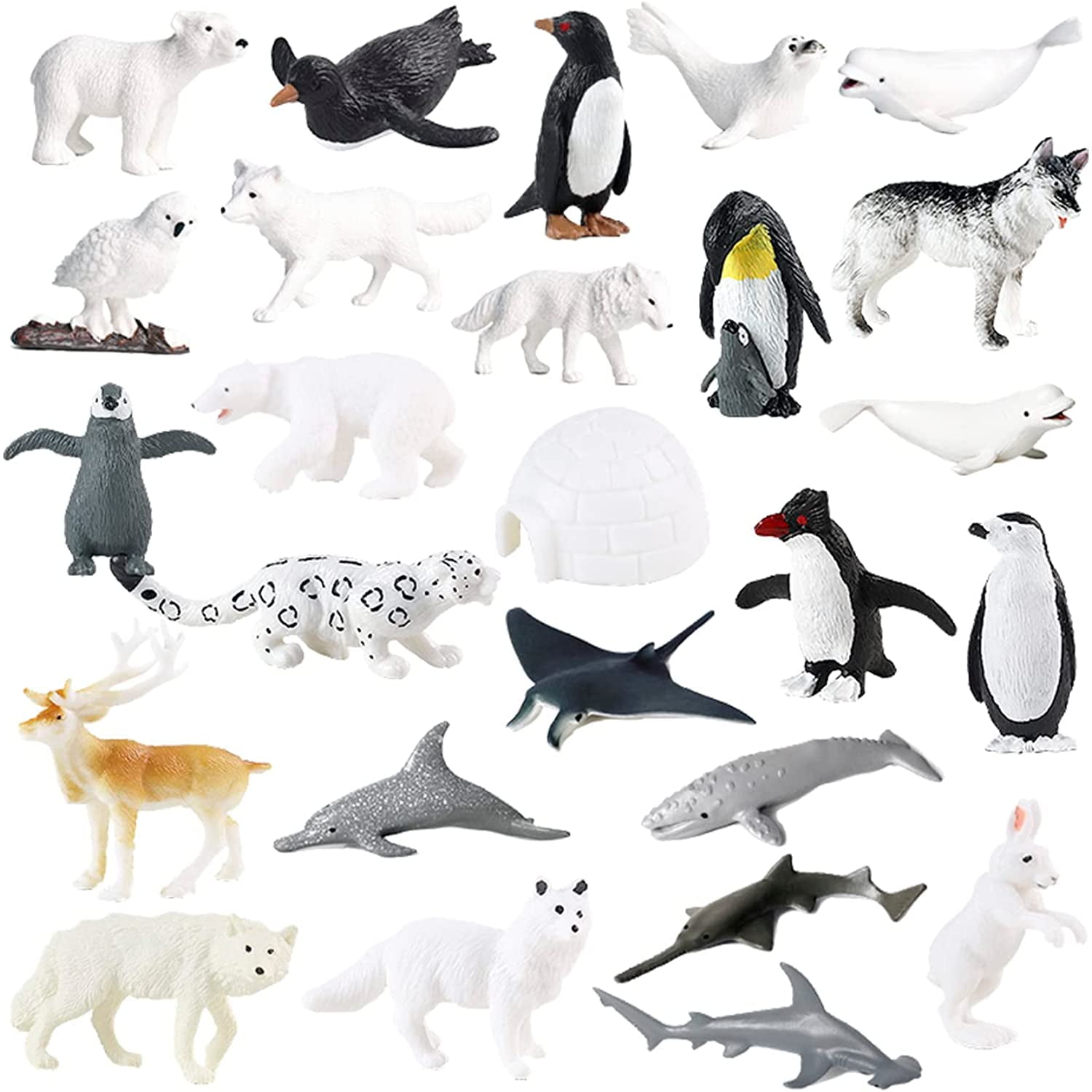 26 Pcs Miniature Arctic Animal Figurines Kit Mini Plastic Polar Animals ...