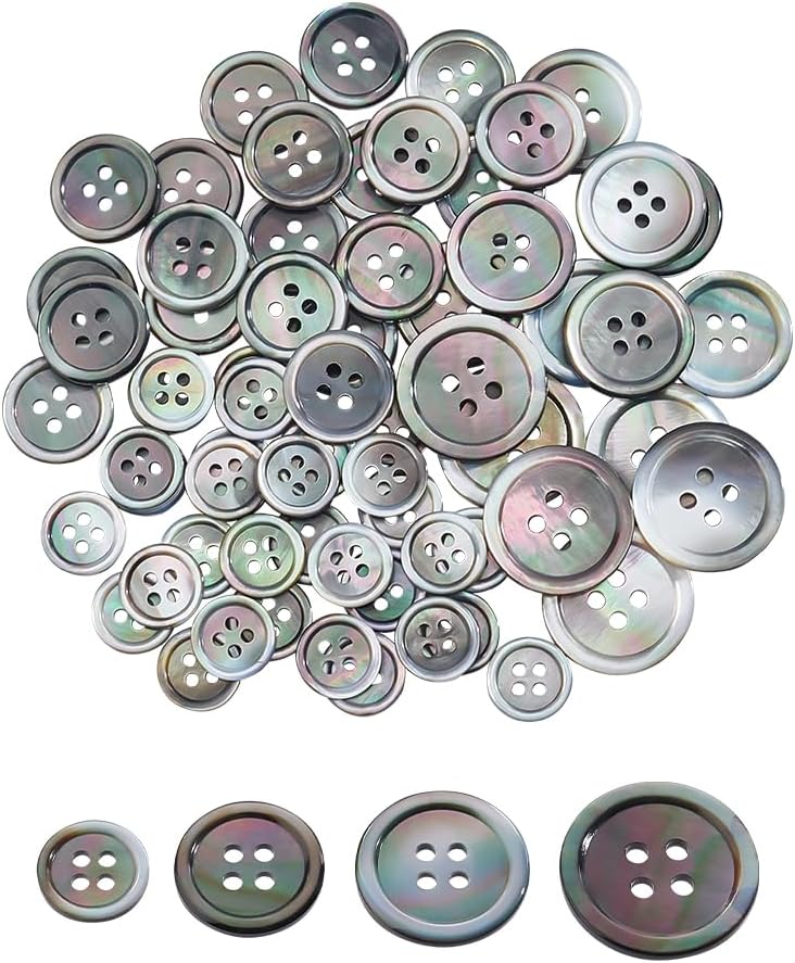 26 Pcs Natural Shell Buttons 11.4mm/15mm/18mm/20mm Flat Round Sea Shell ...