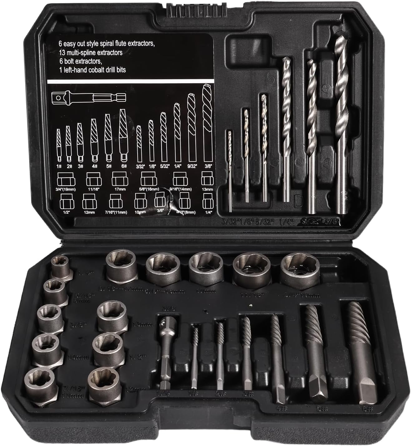 26 Pcs Screw Extractor Bolt Extractor Set and Left-Hand Drill Bit Set ...
