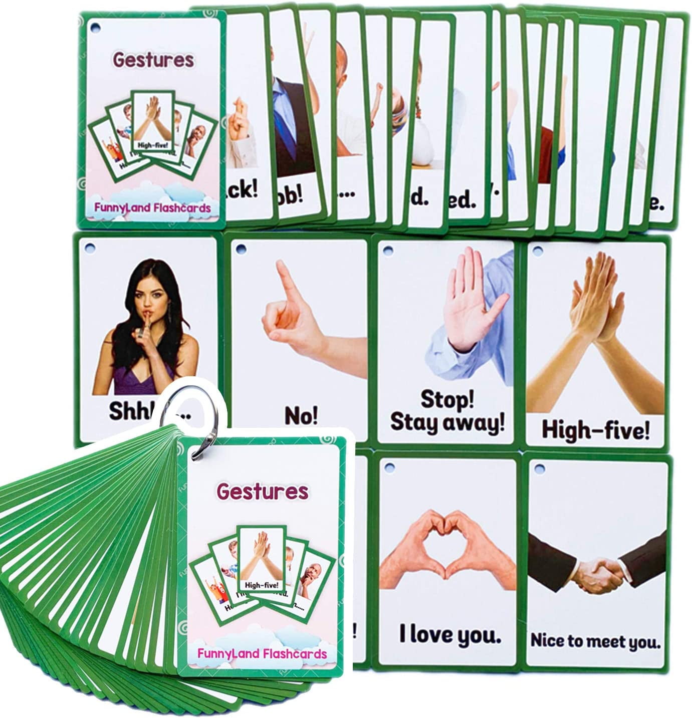 26 Pcs/Set Gestures Flash Cards | Learning Toys Flashcards for Children ...