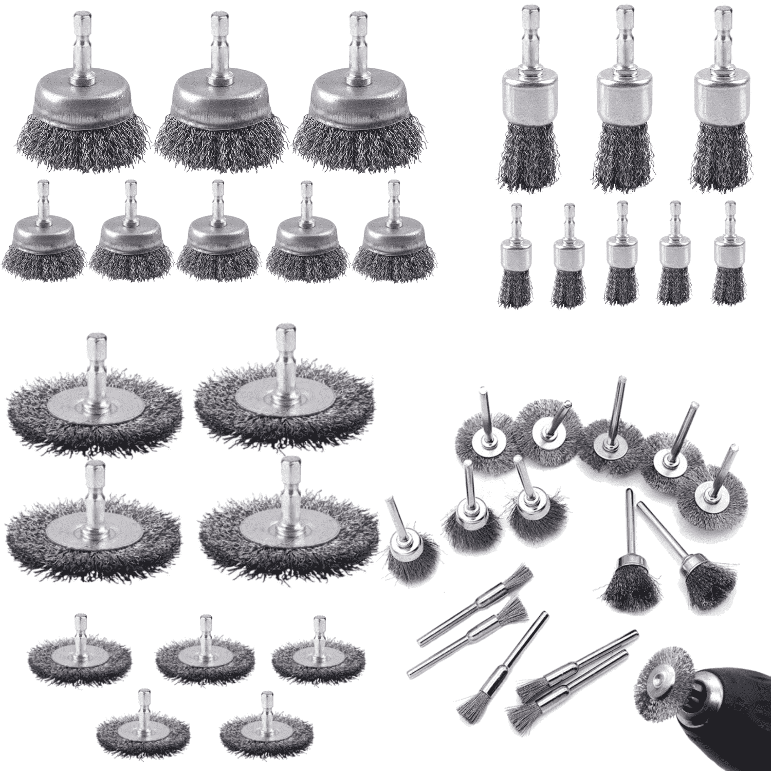 ChrumpTon 26 Pcs Wire Brush for Drill,Wire Wheel for Drill 1/4 inch Hex ...