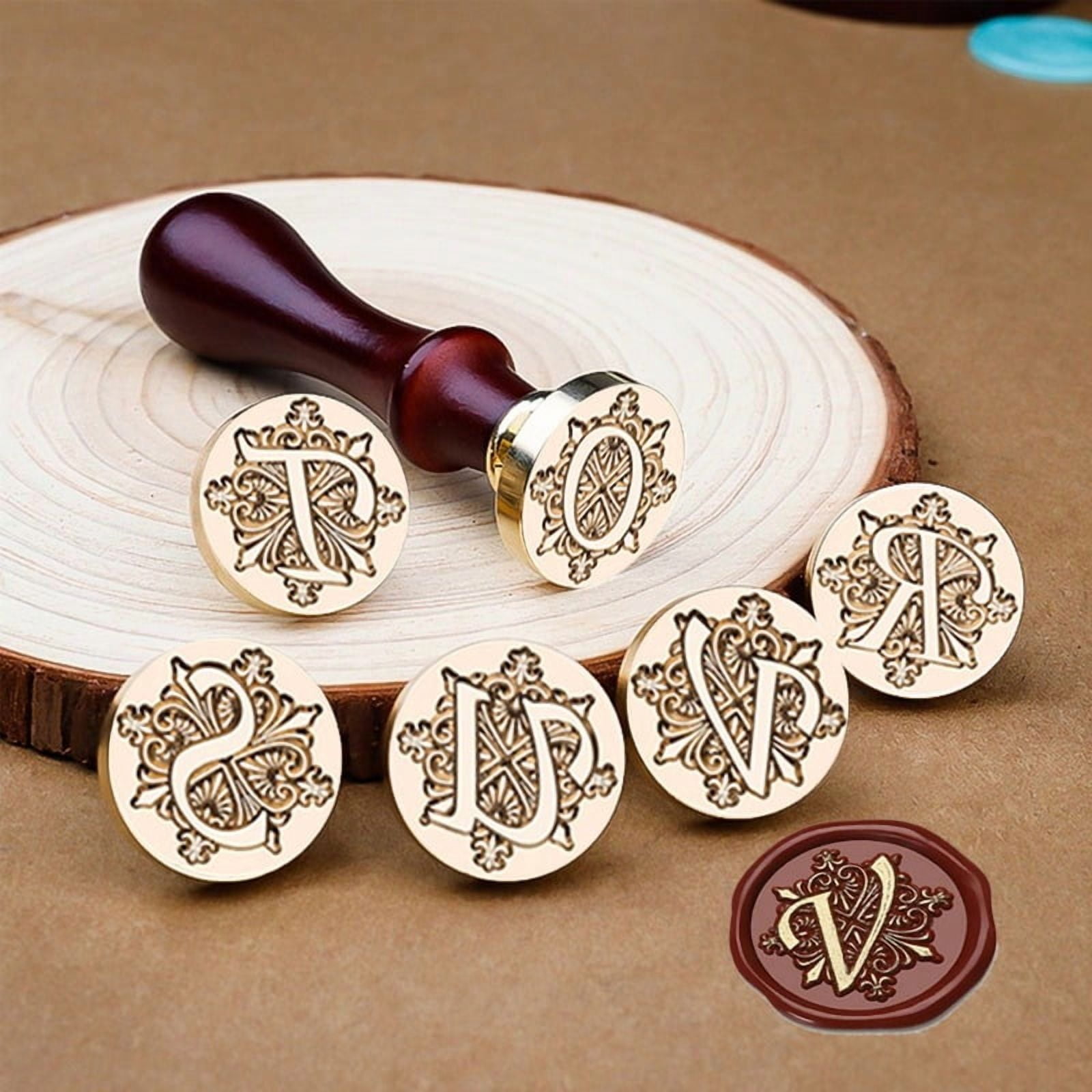 26-Piece A-Z Letter Wax Seal Stamp Set - Brass Head Classic Alphabet ...
