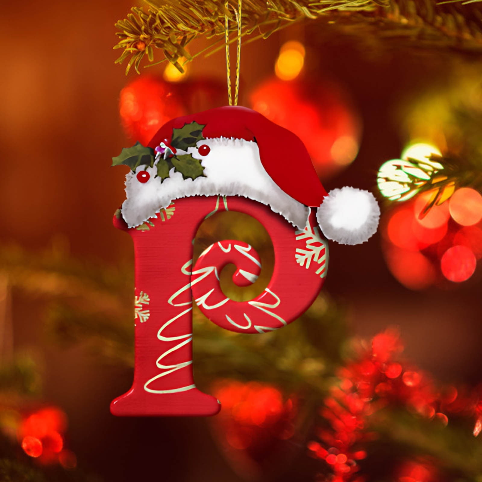 26-Piece Acrylic Alphabet Christmas Ornaments Set - 8cm 2D Letter ...