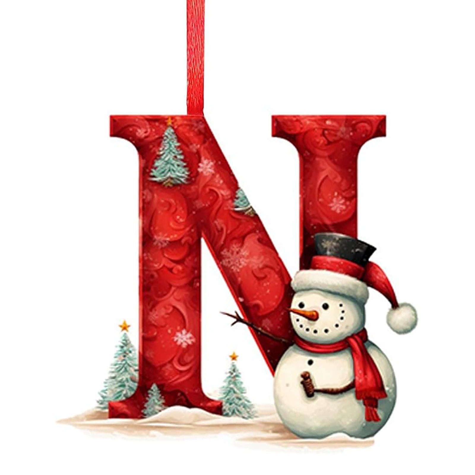 26-Piece Acrylic Alphabet Christmas Tree Ornaments Set - 8cm 2D Letter ...