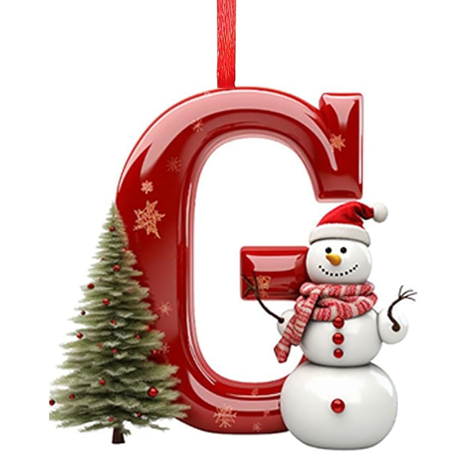 26-Piece Acrylic Alphabet Christmas Tree Ornaments Set - 8cm 2D Letter ...