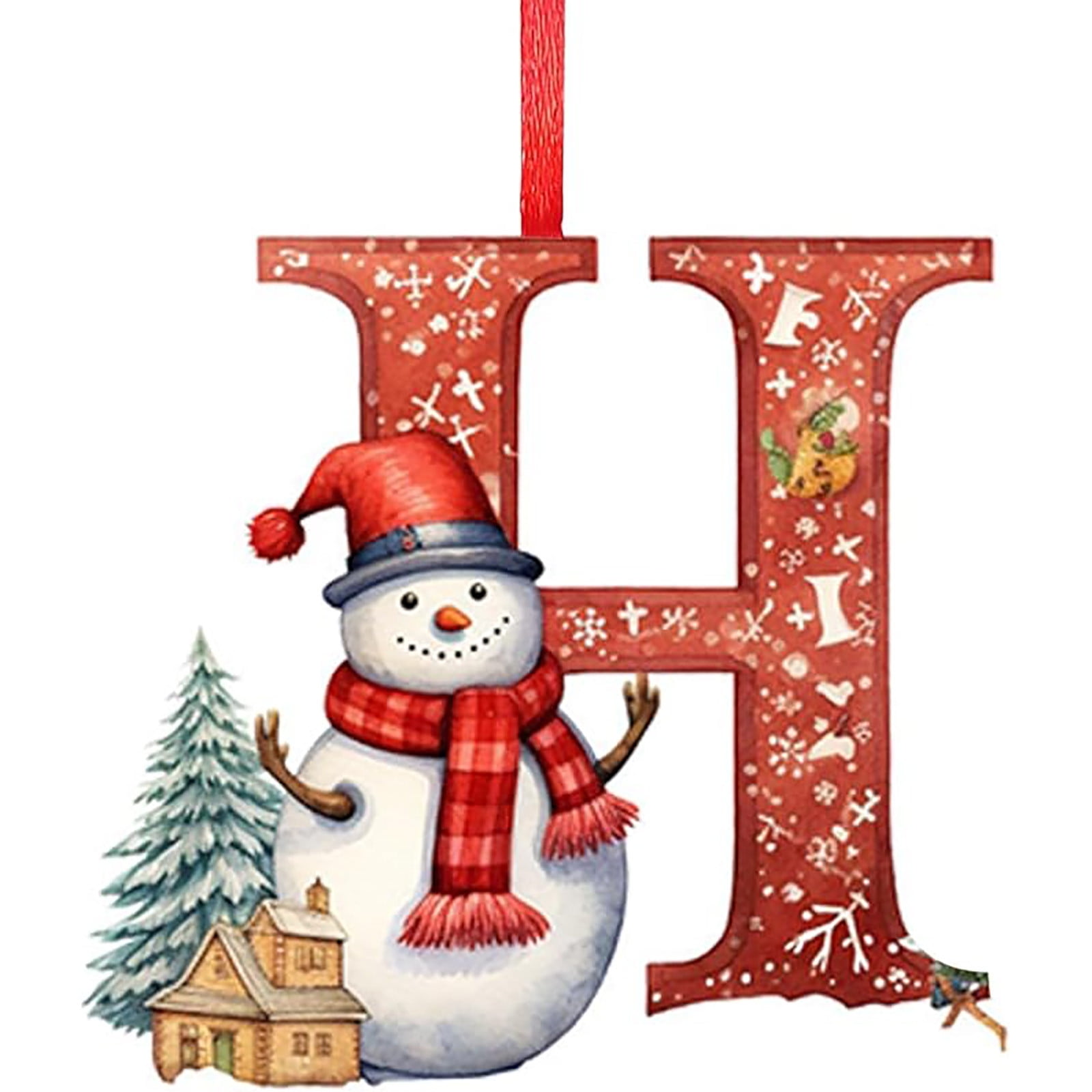 26-Piece Acrylic Alphabet Christmas Tree Ornaments Set - 8cm 2D Letter ...