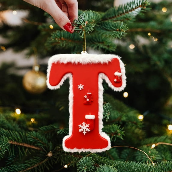 26-Piece Alphabet Christmas Ornament Set with Holiday Symbols for Tree ...