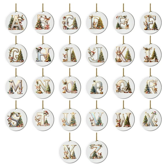 26-Piece Christmas Hanging Ornaments With Lettered Reindeer Design, 2D ...
