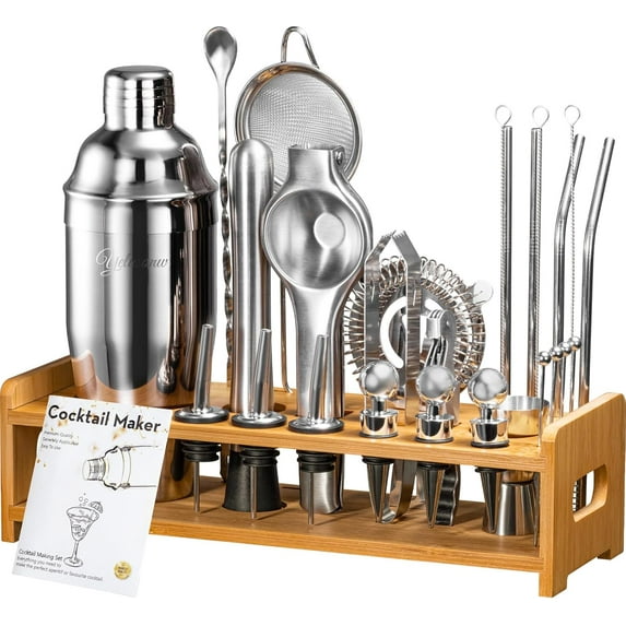 26-Piece Cocktail Shaker Set - Bartender Kit with Stand, Shakers for ...