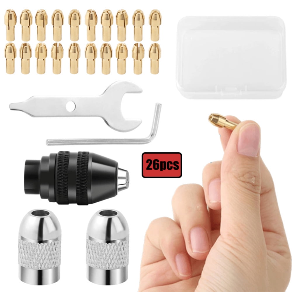 26-Piece Drill Chuck Adapter Set, Collet Set for Dremel with Box ...