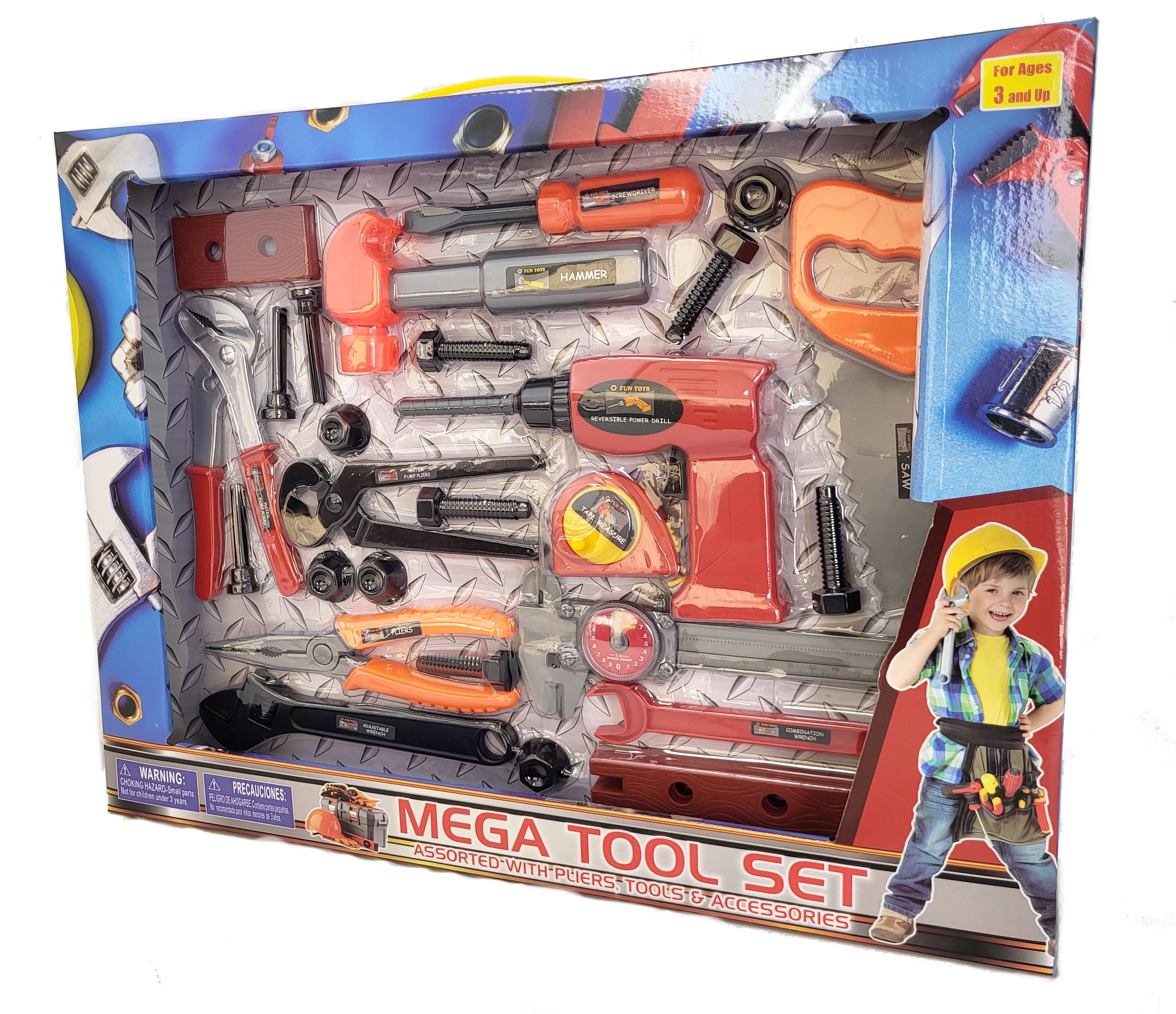 26-Piece Kids Tool Set – Pretend Play Handy Man Construction Kit for Toddlers – Toy Toolbox with ...
