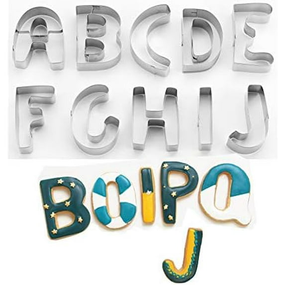 26-Piece Large Alphabet Cookie Cutter Set (A - Z), Stainless Steel ...