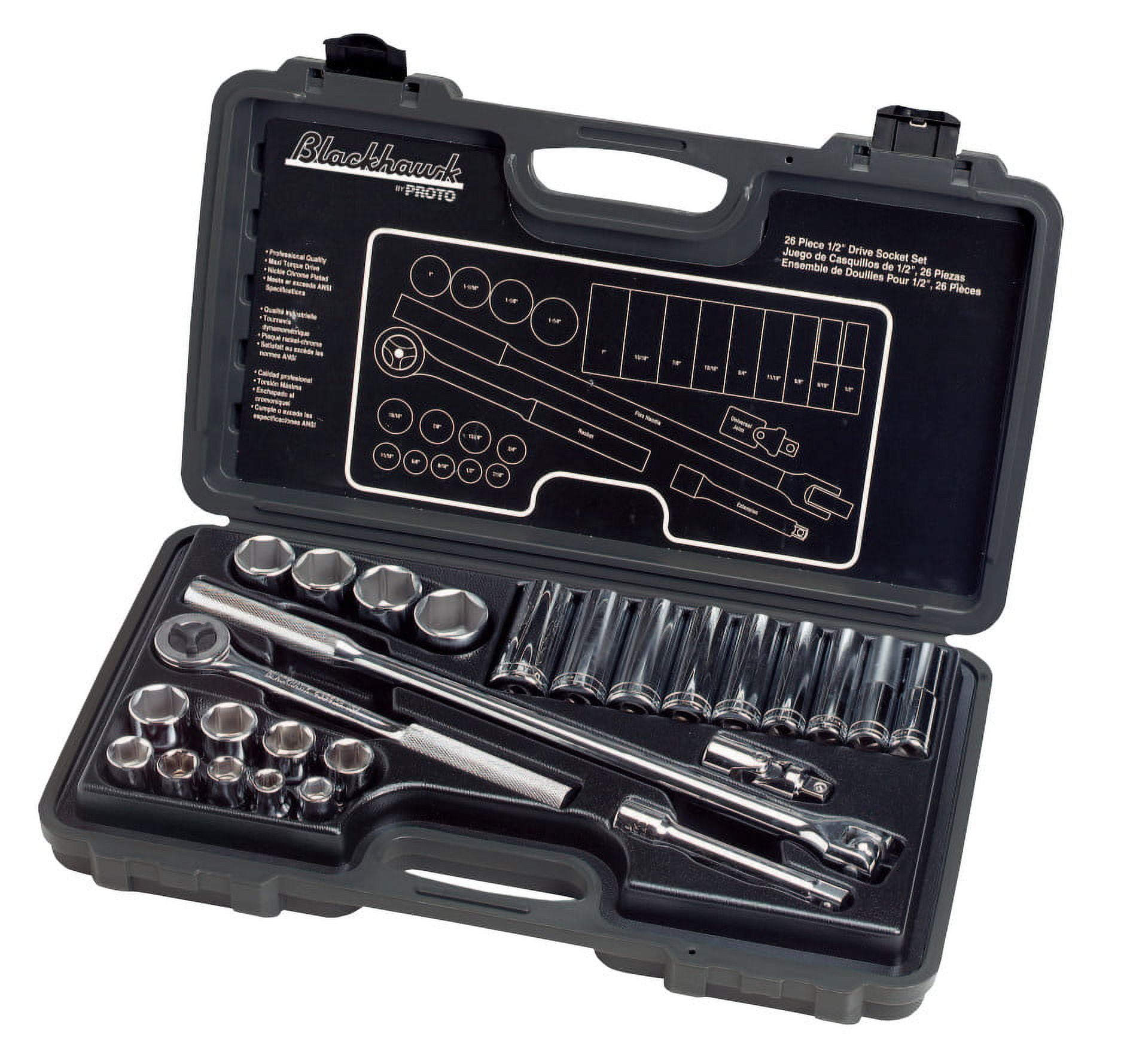 26 Piece Standard Socket Sets, 1/2 in, 6 Point, 12 Point - Walmart.com