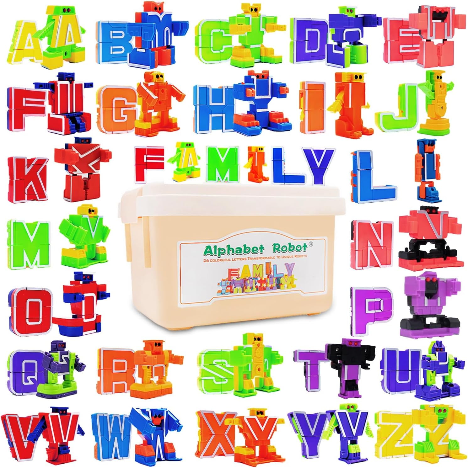 26 Pieces Alphabet Robots for Kids Alphabet Learning Toys, Alphabots Transform Letters for ...