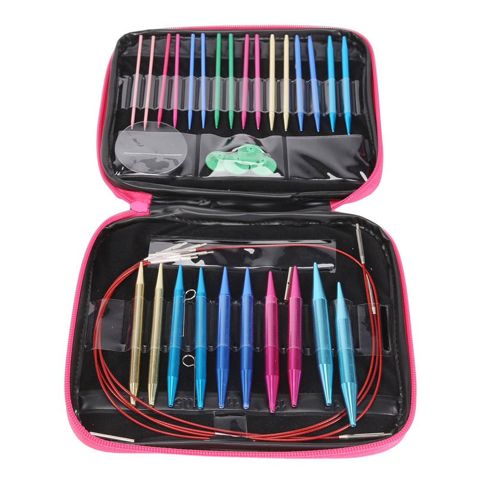 26 Pieces Aluminum Interchangeable Circular Knitting Needle Set,13 Size ...