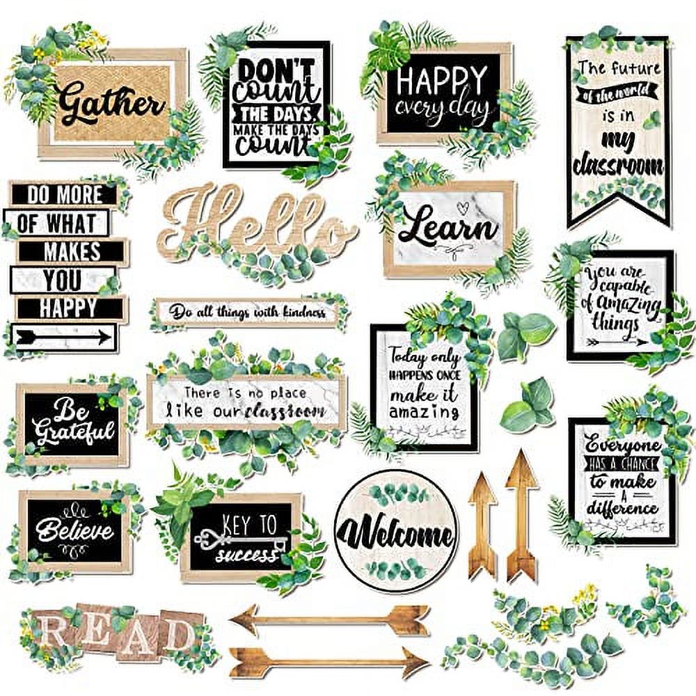 26 Pieces Eucalyptus Classroom Bulletin Board Set Classroom Positive ...
