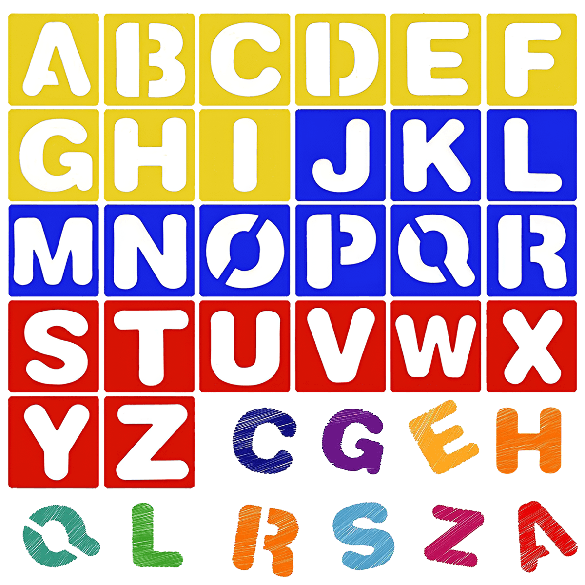 26 Pieces Letter Stencil Set, Reusable Art Alphabet Stencils For Wooden ...