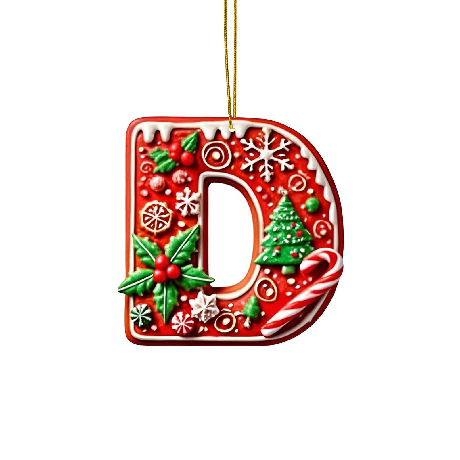 26 Pieces Red Letters Christmas Tree Decorations Candy Cane Letters ...