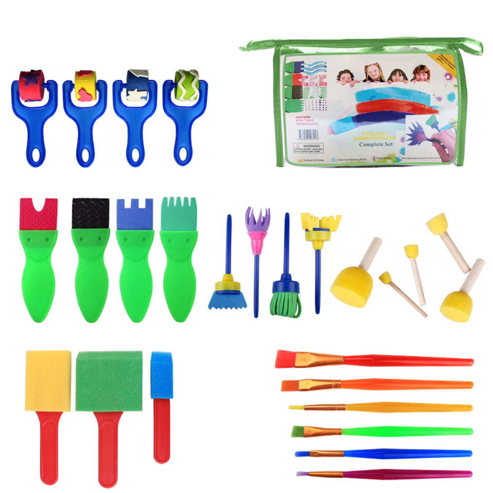 26 Pieces Sponge Painting Brush Set For Kids Art Crafts Early Learning ...