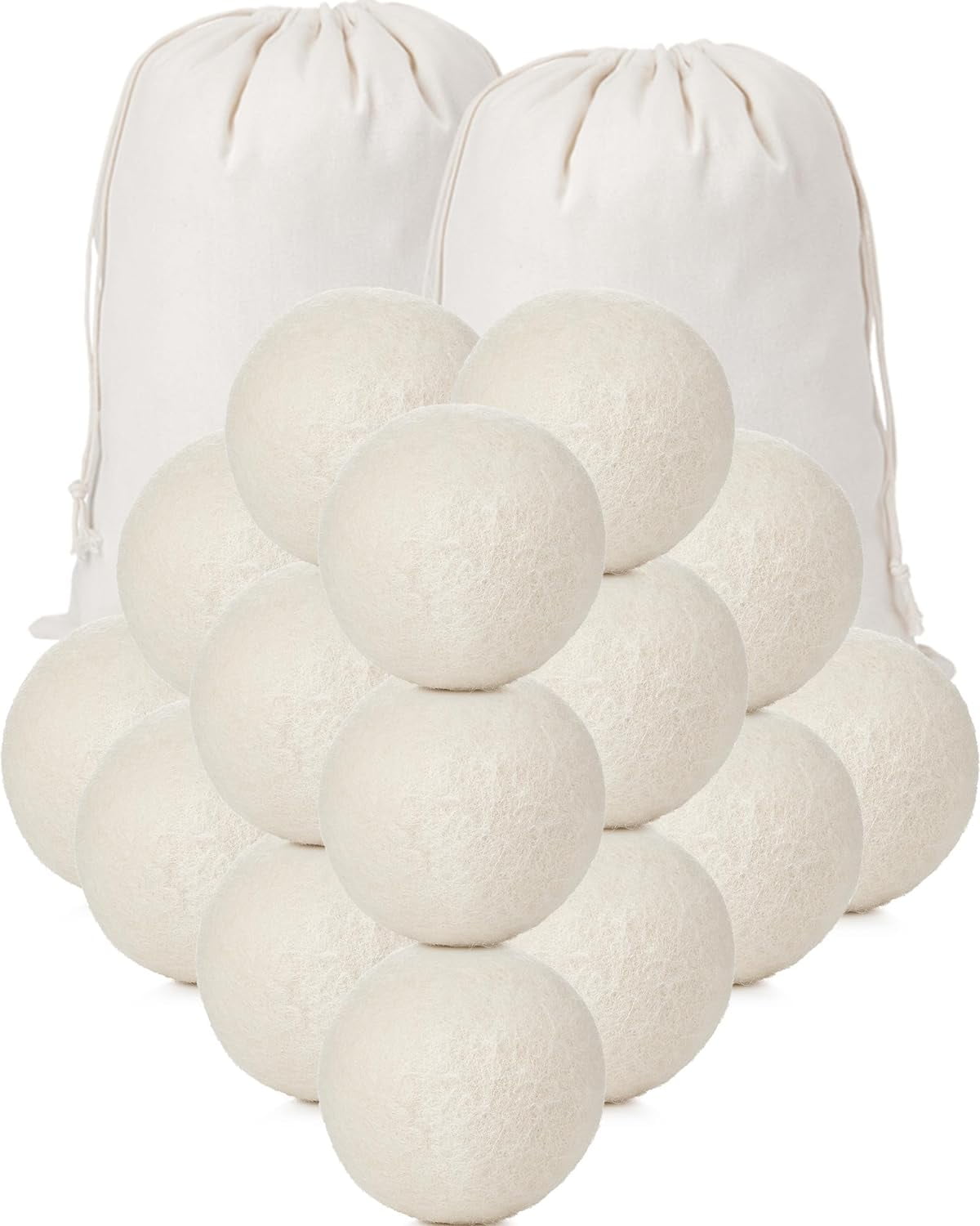 26 Pieces Wool Dryer Balls Set 24 XL Reusable Wool Balls with 2 Muslin ...
