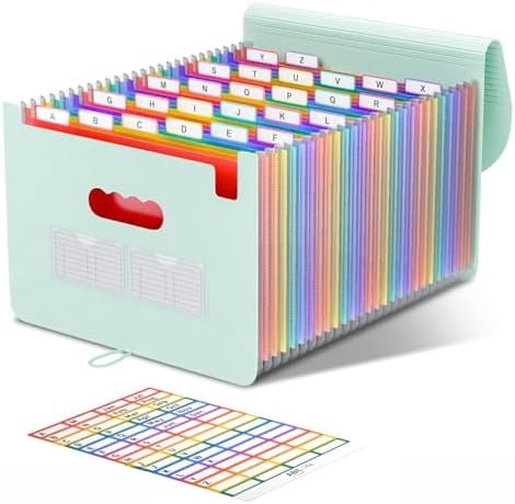 26-Pocket Accordion File Organizer, Expanding File Folder, Letter/A4 ...