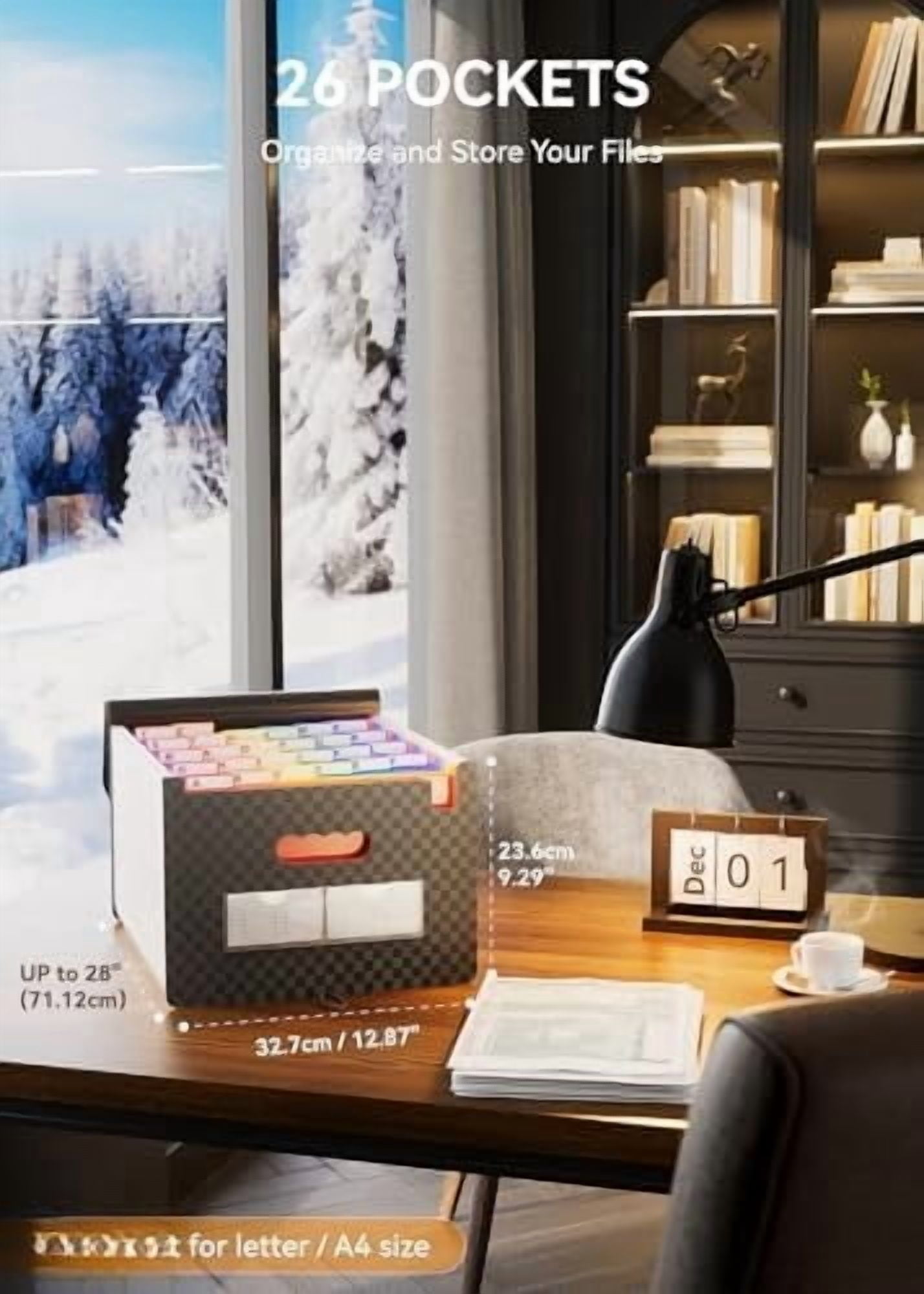 26 Pockets Accordion File Organizer, Expanding File Folders, Portable ...