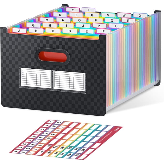 26 Pockets Expanding File Folder, Upright & Open , A-Z Colorful Tabs ...