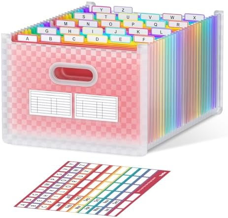 26 Pockets Expanding File Folder, Upright & Open Top, A-Z Colorful Tabs ...