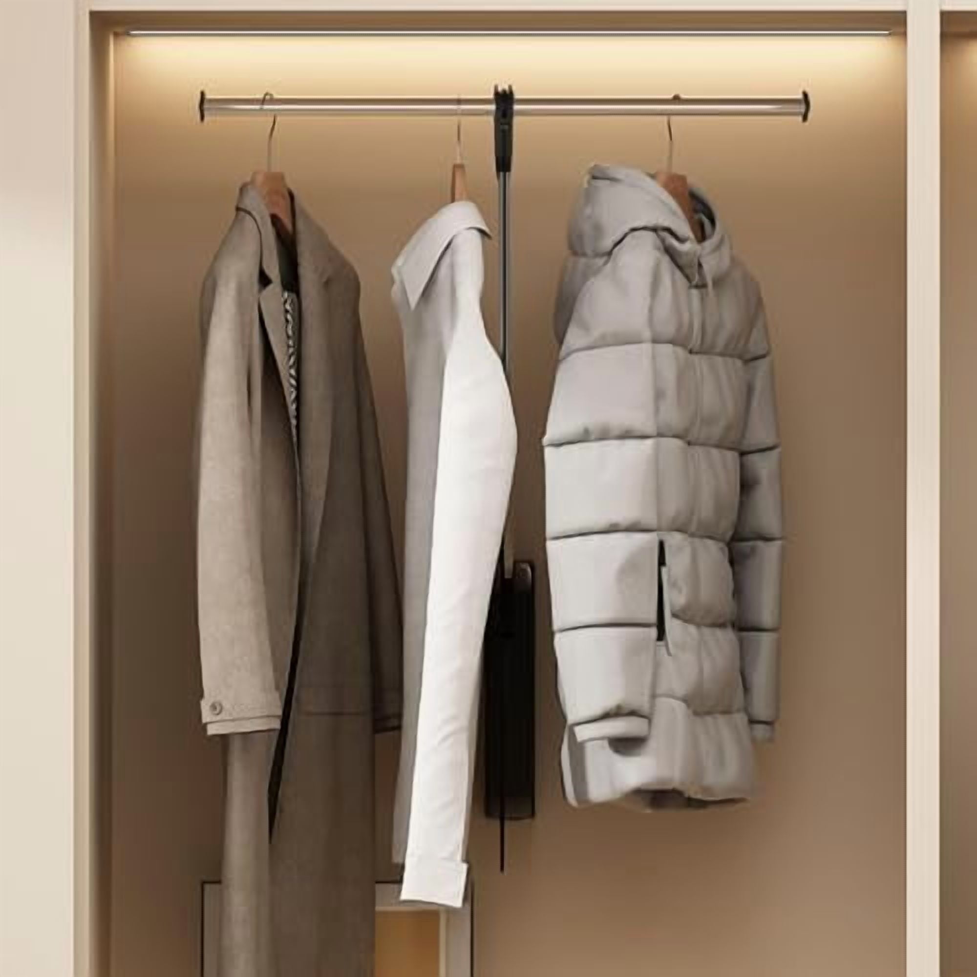 26" Pull Down Closet Rod Stainless Steel Soft-Close Wardrobe Rail ...