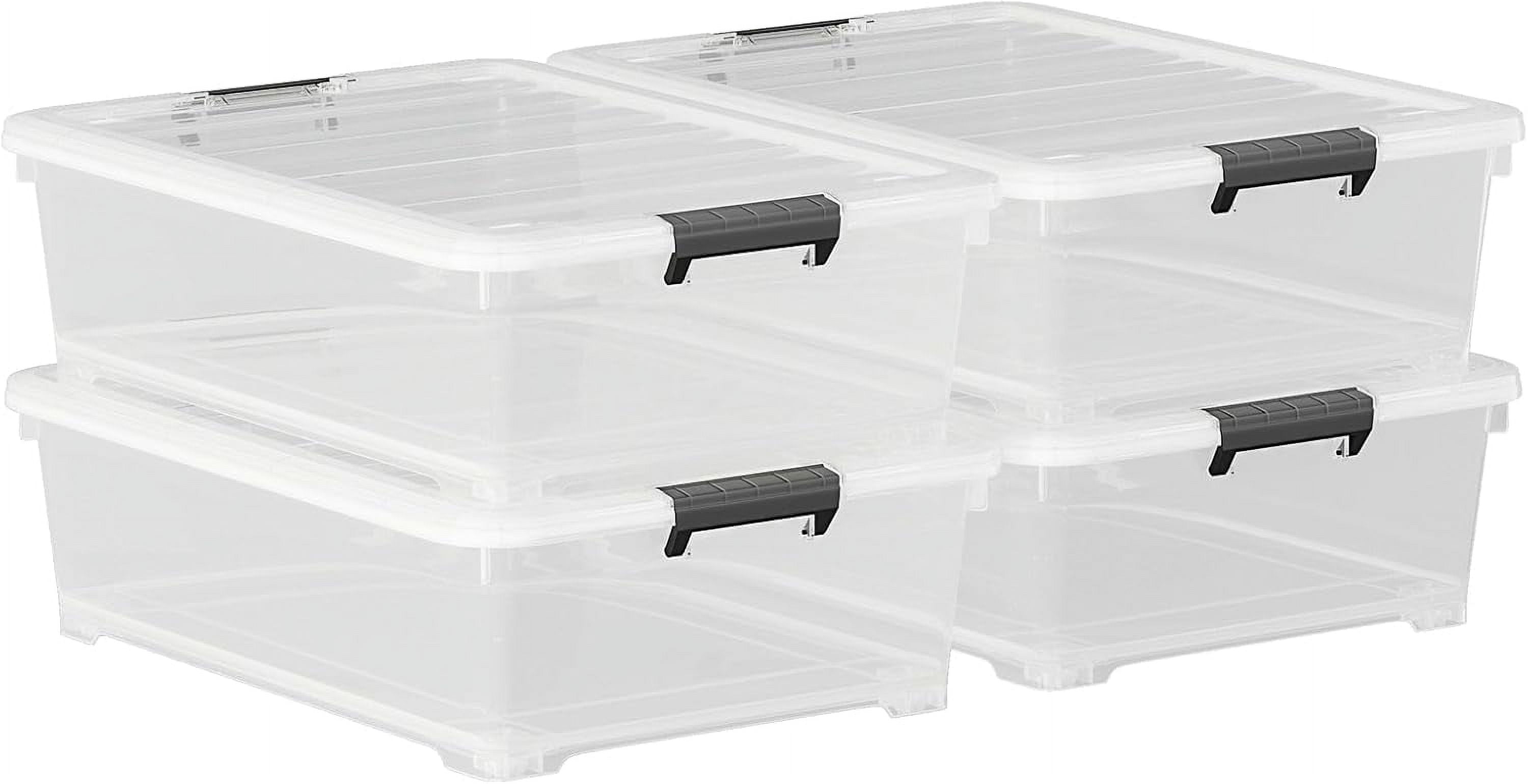 26 Quart Clear Underbed Storage Bin, Plastic Underbed Storage Box ...