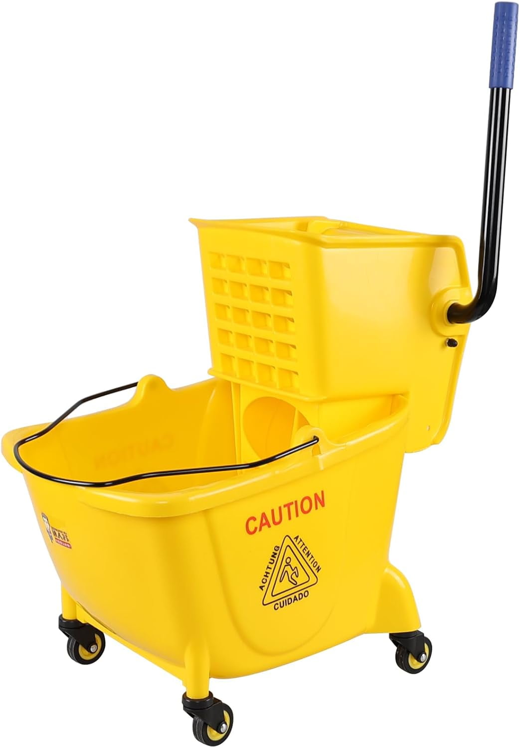 26 Quart Commercial Mop Bucket with Wringer on Wheels, Mop Bucket with ...