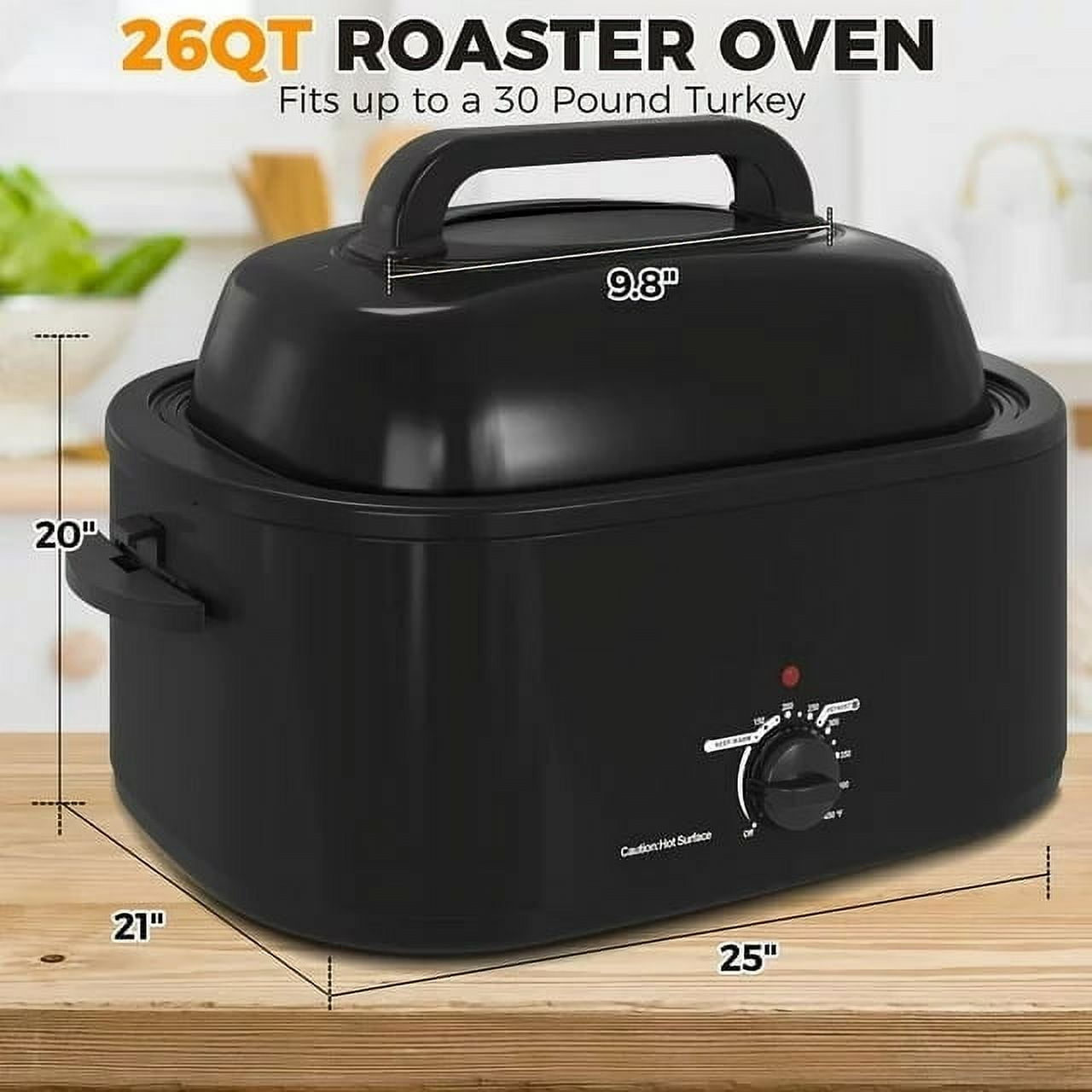 26 Quart Electric Roaster Oven Stainless Steel Turkey Roaster Oven ...