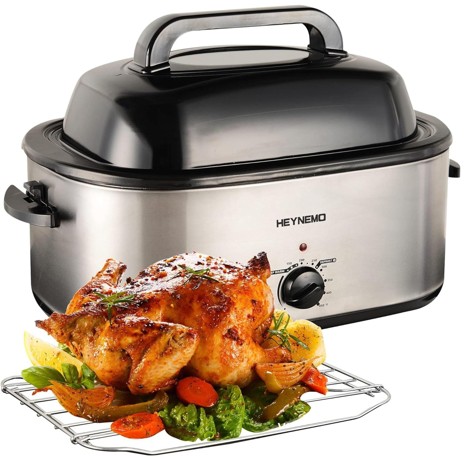 26 Quart Electric Roaster Oven, Turkey Roaster with Viewing Lid, Large ...