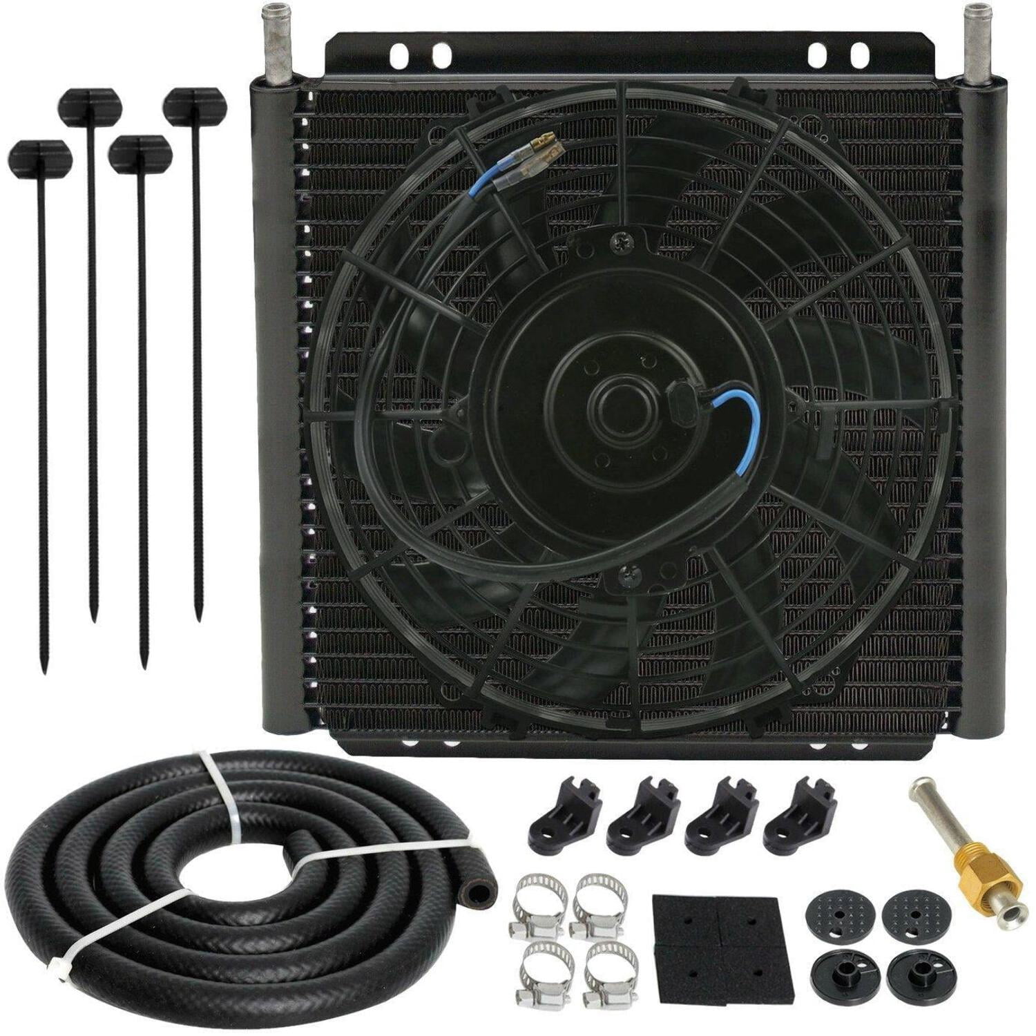 26 Row 6AN 3/8 Inch Hose Inlet Transmission Oil Cooler 12 Volt Electric ...