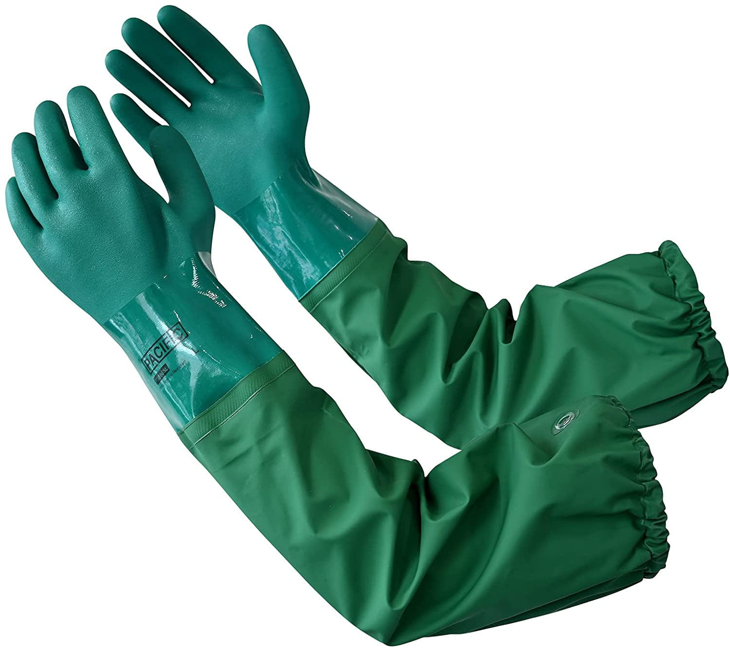 26" Rubber Chemical Resistant Gloves, PVC Reusable, Heavy Duty ...
