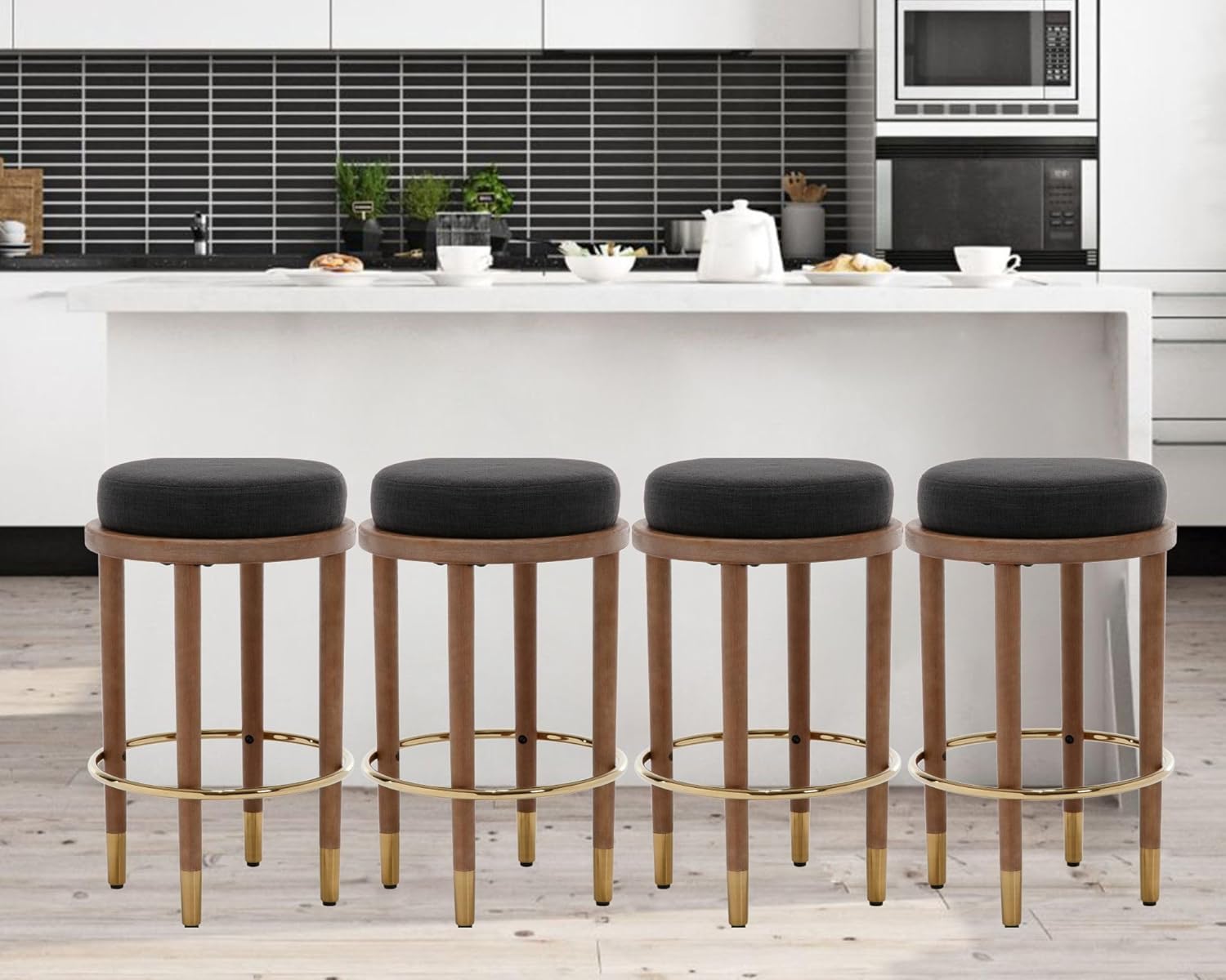 26’’ Rustic Backless Bar Stools with Hardwood Legs, Counter Height Bar ...
