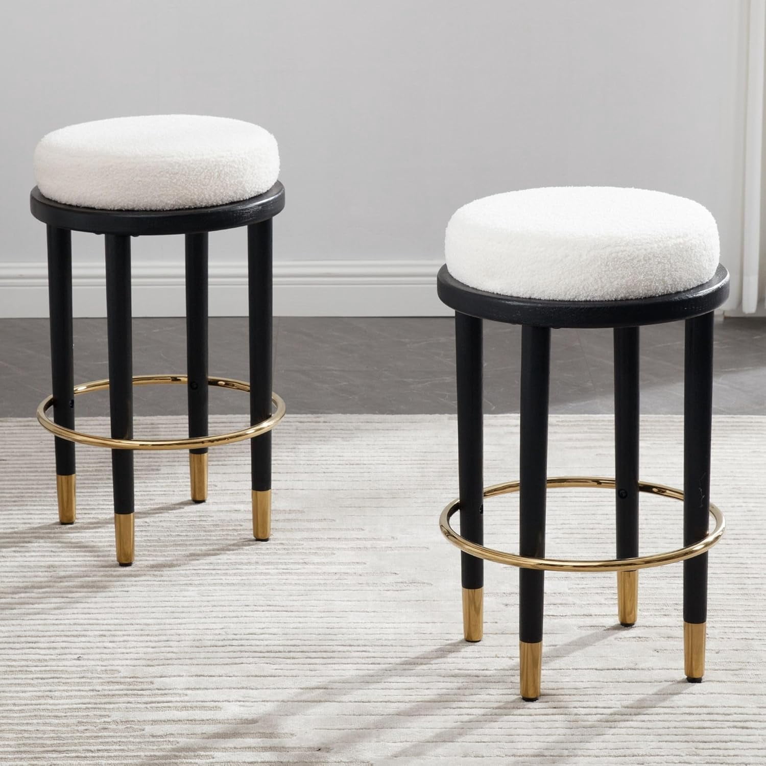 26’’ Rustic Backless Bar Stools with Hardwood Legs, Counter Height Bar ...