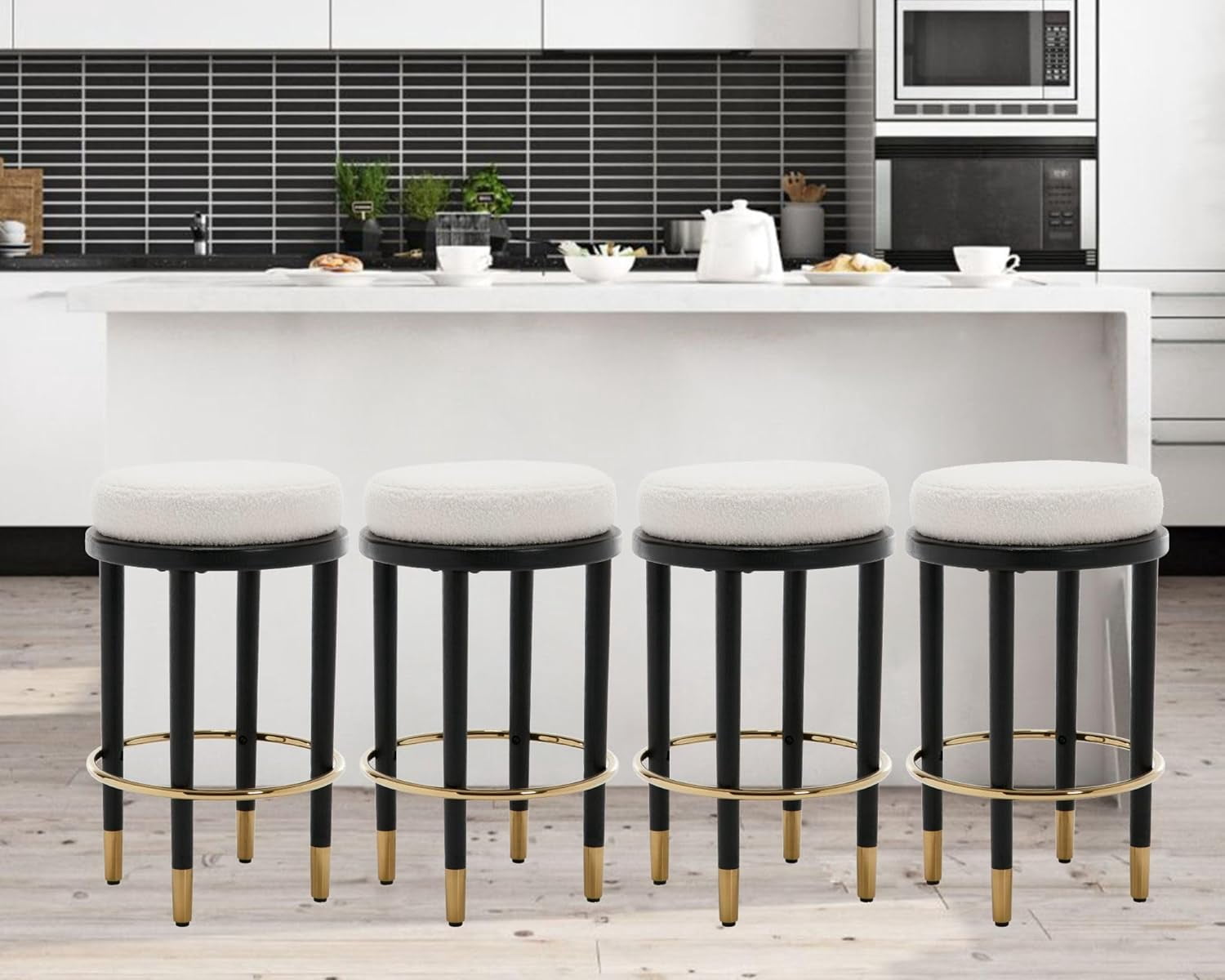 26’’ Rustic Backless Bar Stools with Hardwood Legs, Counter Height Bar ...