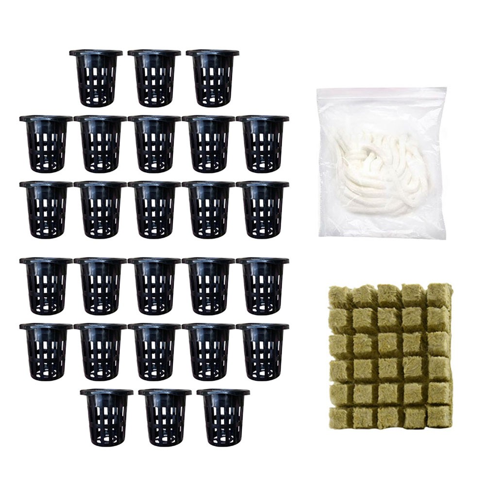 26 Sets Rockwool Cubes for Hydroponics with Nets Pots For Hydroponics ...
