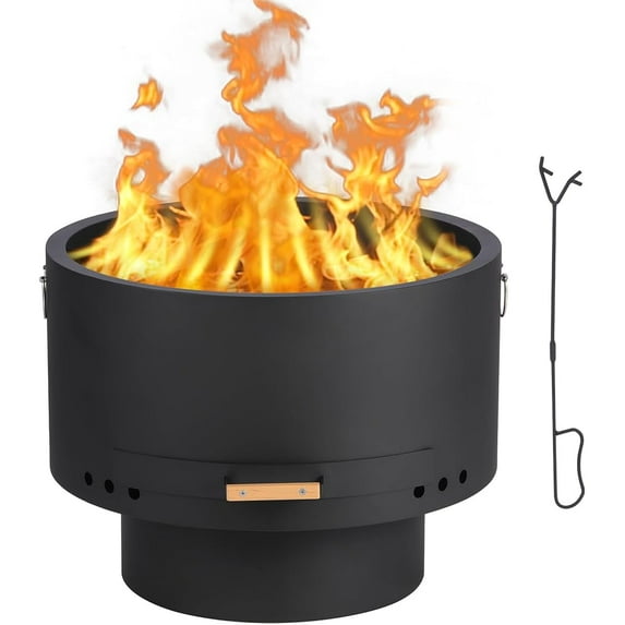 26" Smokeless Fire Pit Table with Removable Ash Pan, Lid, Spark Screen ...