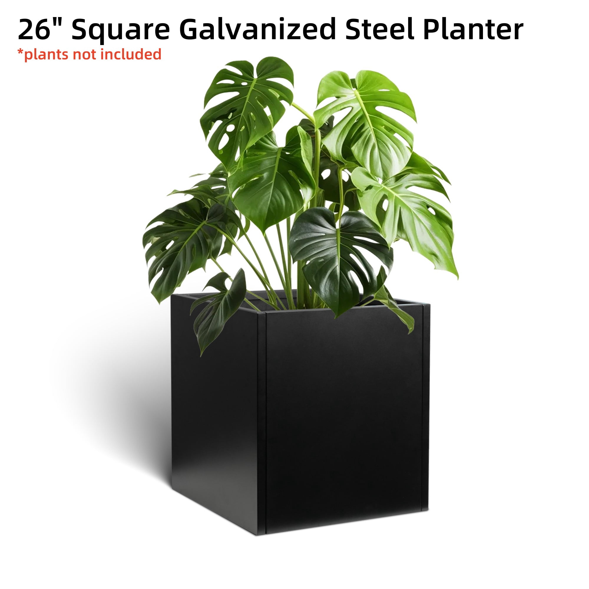 26" Square Planter Box with Drainage Hole Large Garden Pots for Front ...