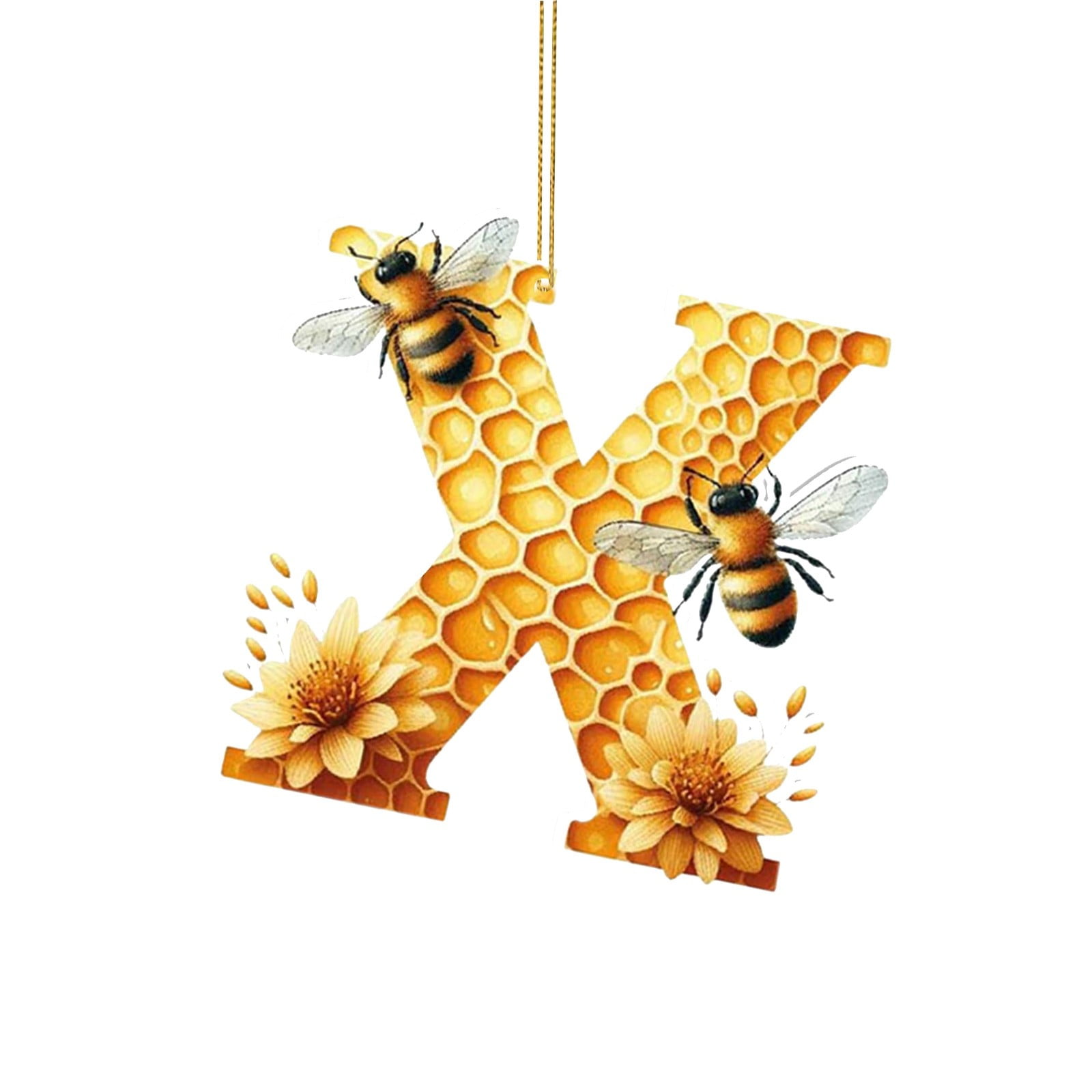 26 Surname Letter Holiday Ornaments 2D Acrylic Double Print Pendant ...