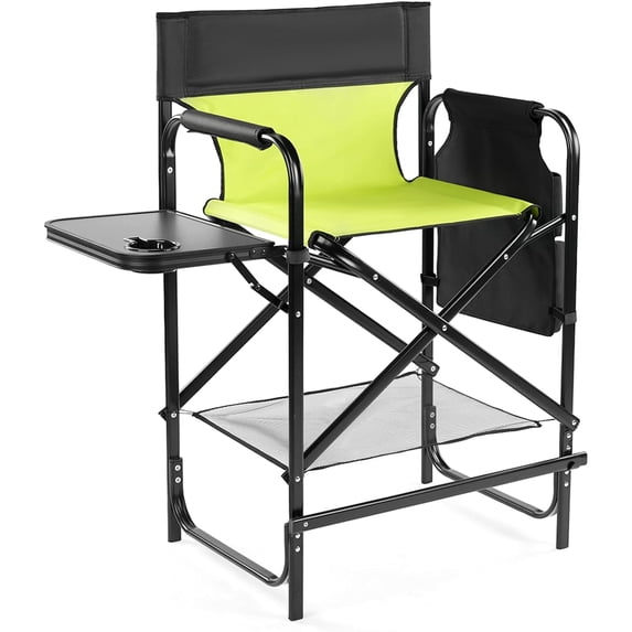 26" Tall Directors Chair Height Seat Folding with Side Table Storage ...
