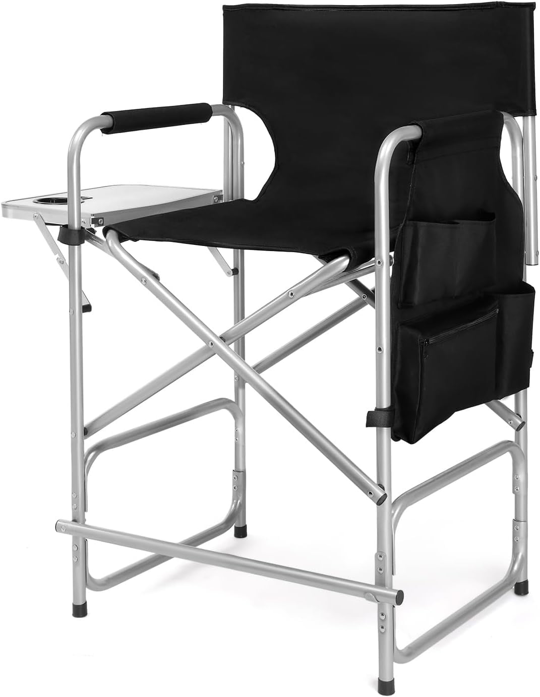 26" Tall Folding Directors Chair with Side Table,Portable Makeup Artist ...