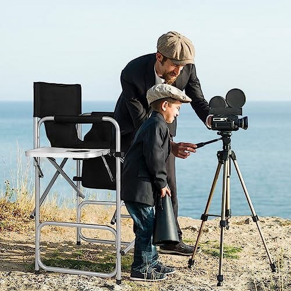 26" Tall Folding Directors Chair with Side Table,Portable Makeup Artist ...