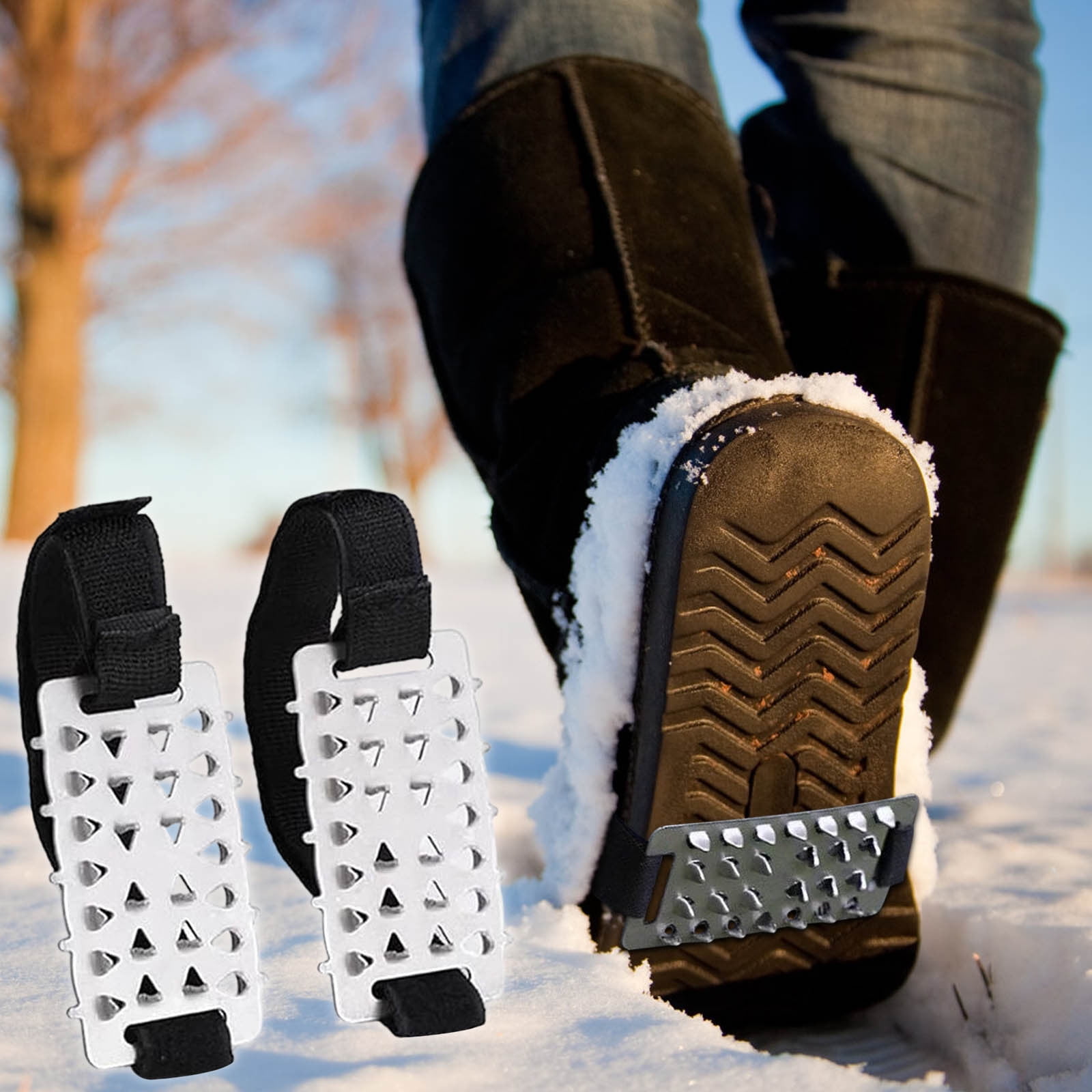 26-Tooth Stainless Steel Anti-Slip Ice Cleats, Adjustable Shoe Covers ...