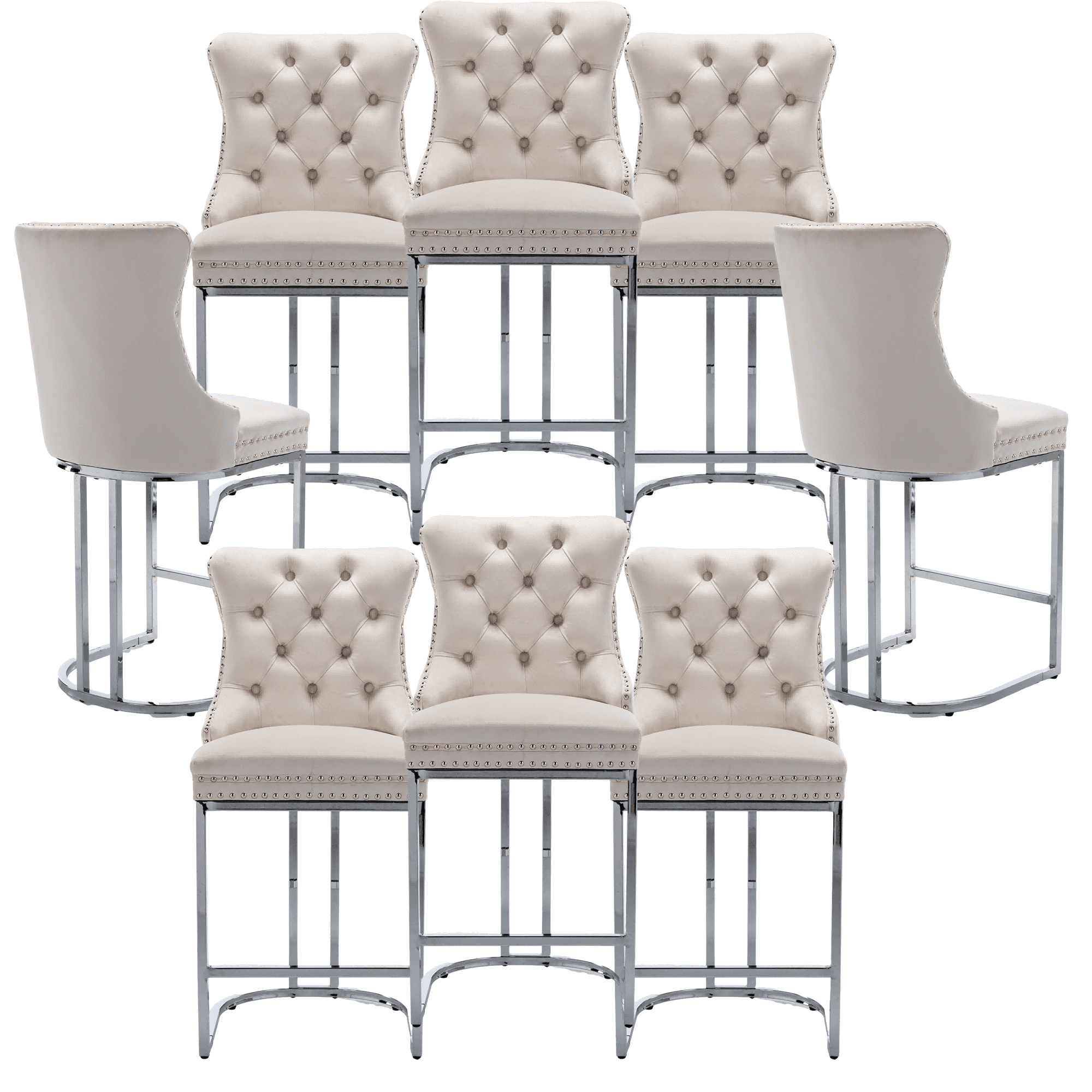 26" Tufted Upholstered Dining Chair with Button Back&Rivet Trim, Velvet ...